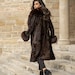 Long Line High Quality Real Astrakhan Fur Coat, Brown Color, Fluffy Fox ...