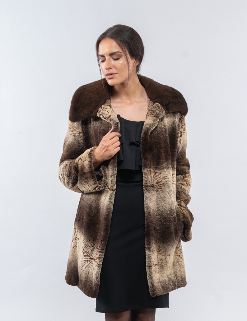 Full Skin Real Mink Fur Coat With Embossed Patterns. Sheared - Etsy