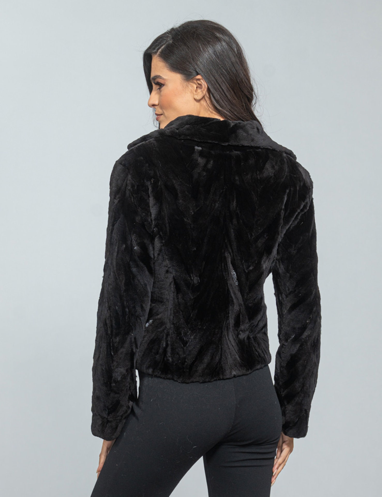 Real Black Mink Fur Bomber Jacket. Modern Short Jacket, Lightweight ...