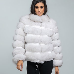 Multi Wearable Fluffy Real Fox Fur Coat, Natural Color. Blue Fox Fur ...