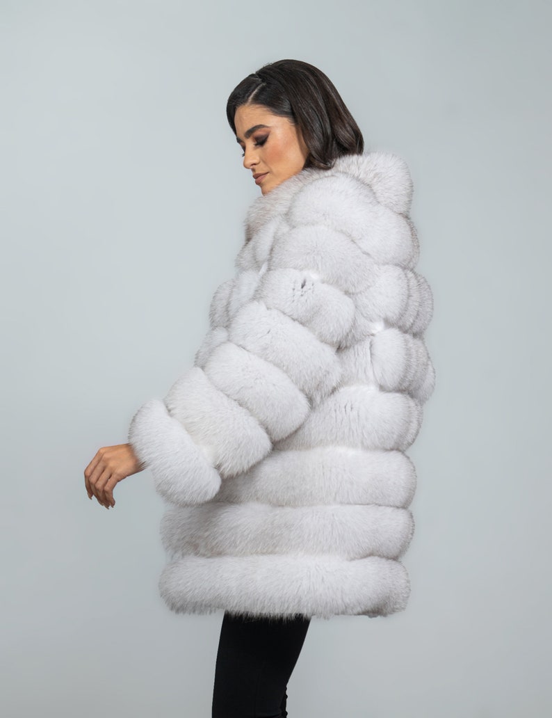 Multi Wearable Fluffy Real Fox Fur Coat, Natural Color. Blue Fox Fur ...