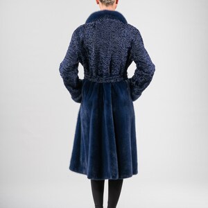 Electric Blue Mink and Astrakhan Fur Coat, in a Full-length Line ...