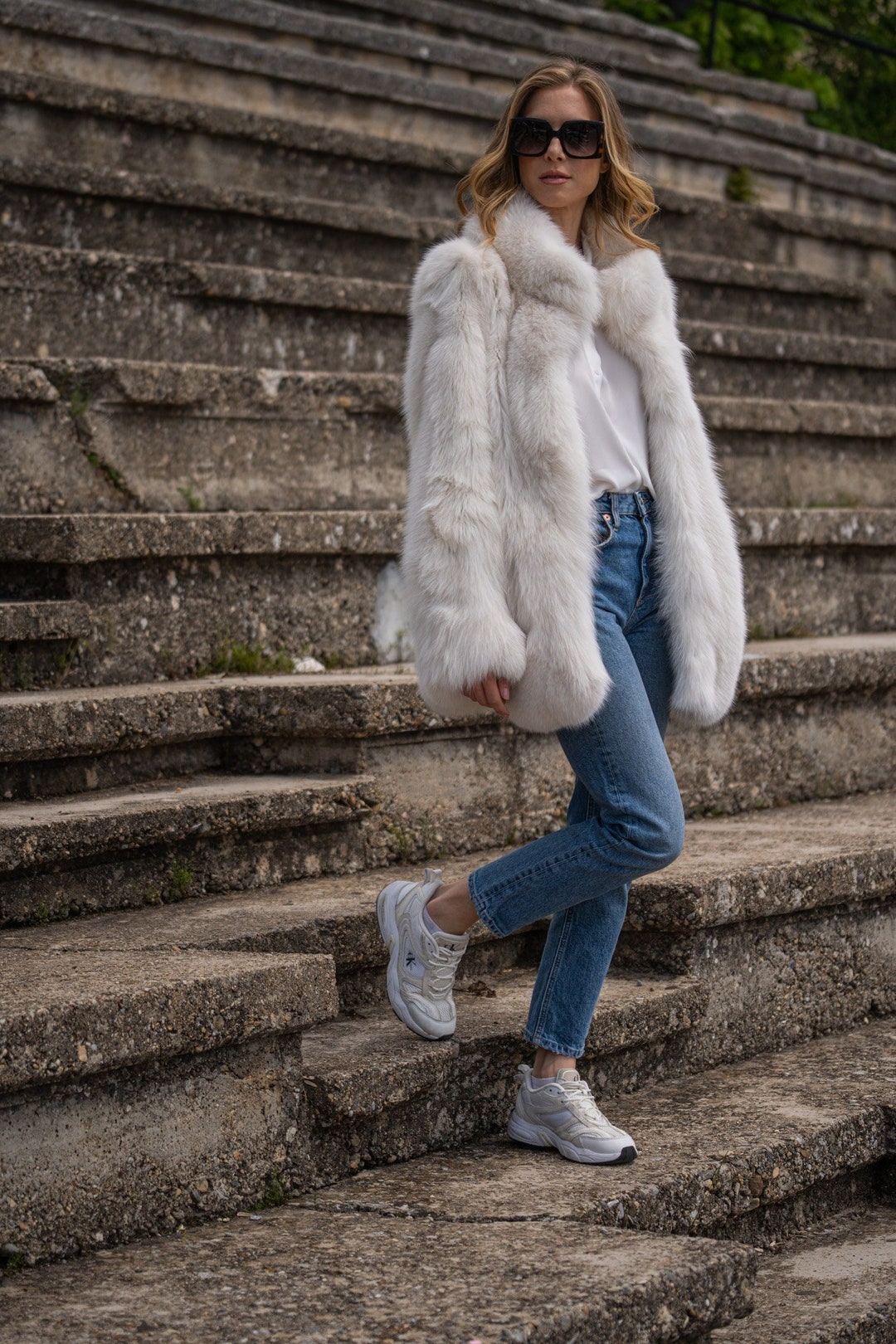 Pearl Real Fox Fur Coat. Stand Collar. High Quality Zaets Fox Fur ...