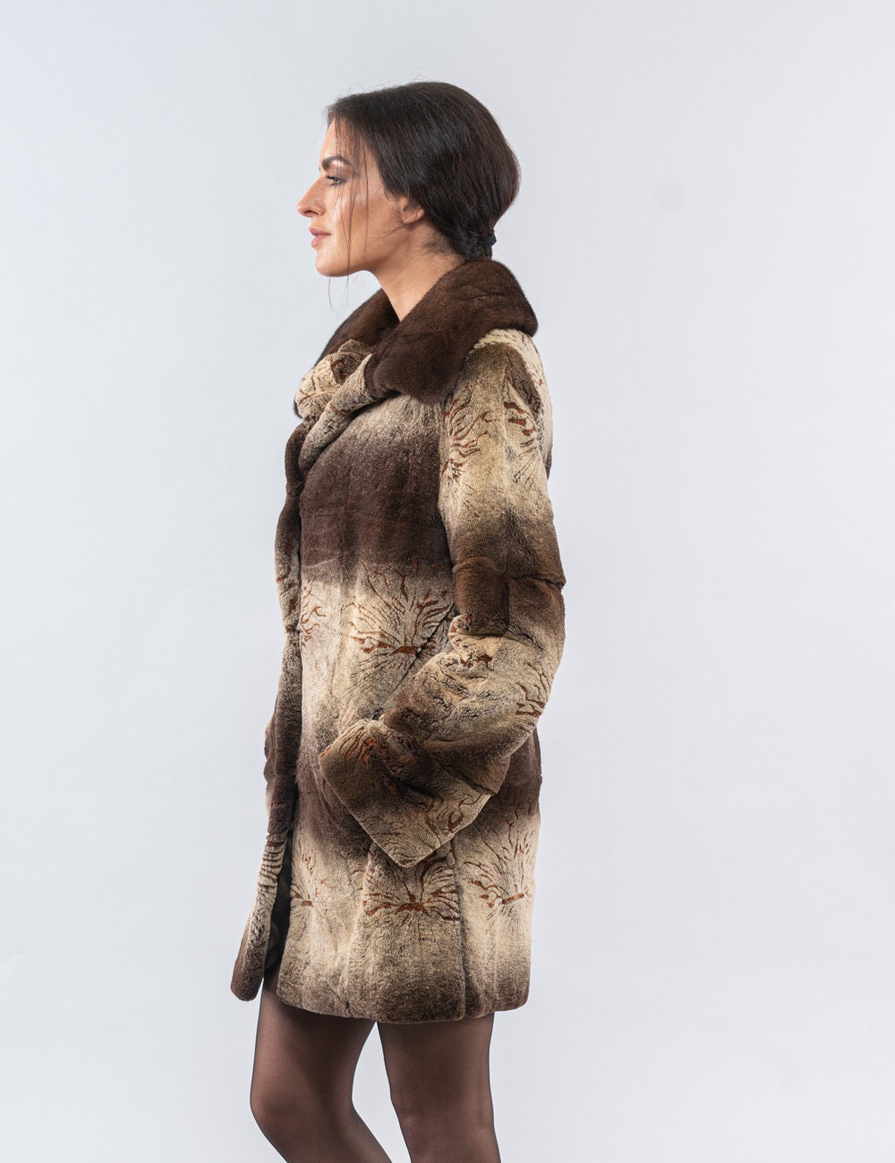Full Skin Real Mink Fur Coat With Embossed Patterns. Sheared Mink Fur ...