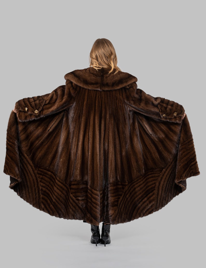 Full Length Demi Buff Real Mink Fur Coat. Overcoat. Natural Brown Color ...