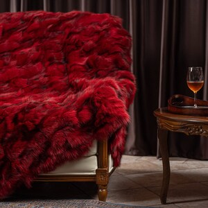 Luxury Red Real Fox Fur Blanket. Modern Fluffy Fur Throw. Fur Rug, Fur ...