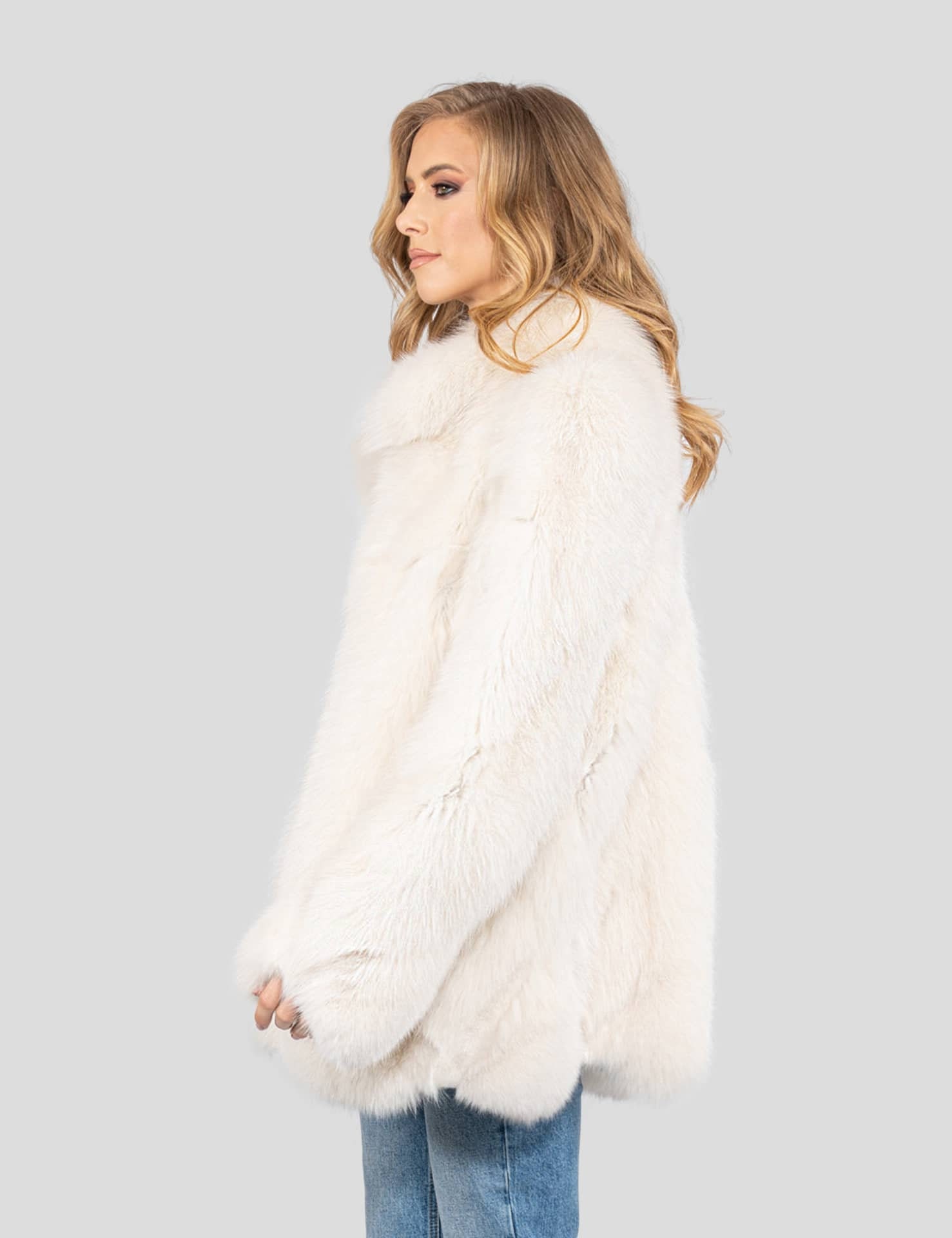 Pearl Real Fox Fur Coat. Stand Collar. High Quality Zaets Fox Fur ...