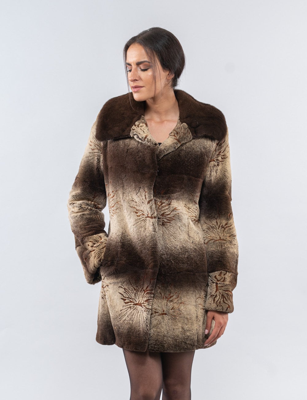 Full Skin Real Mink Fur Coat With Embossed Patterns. Sheared - Etsy