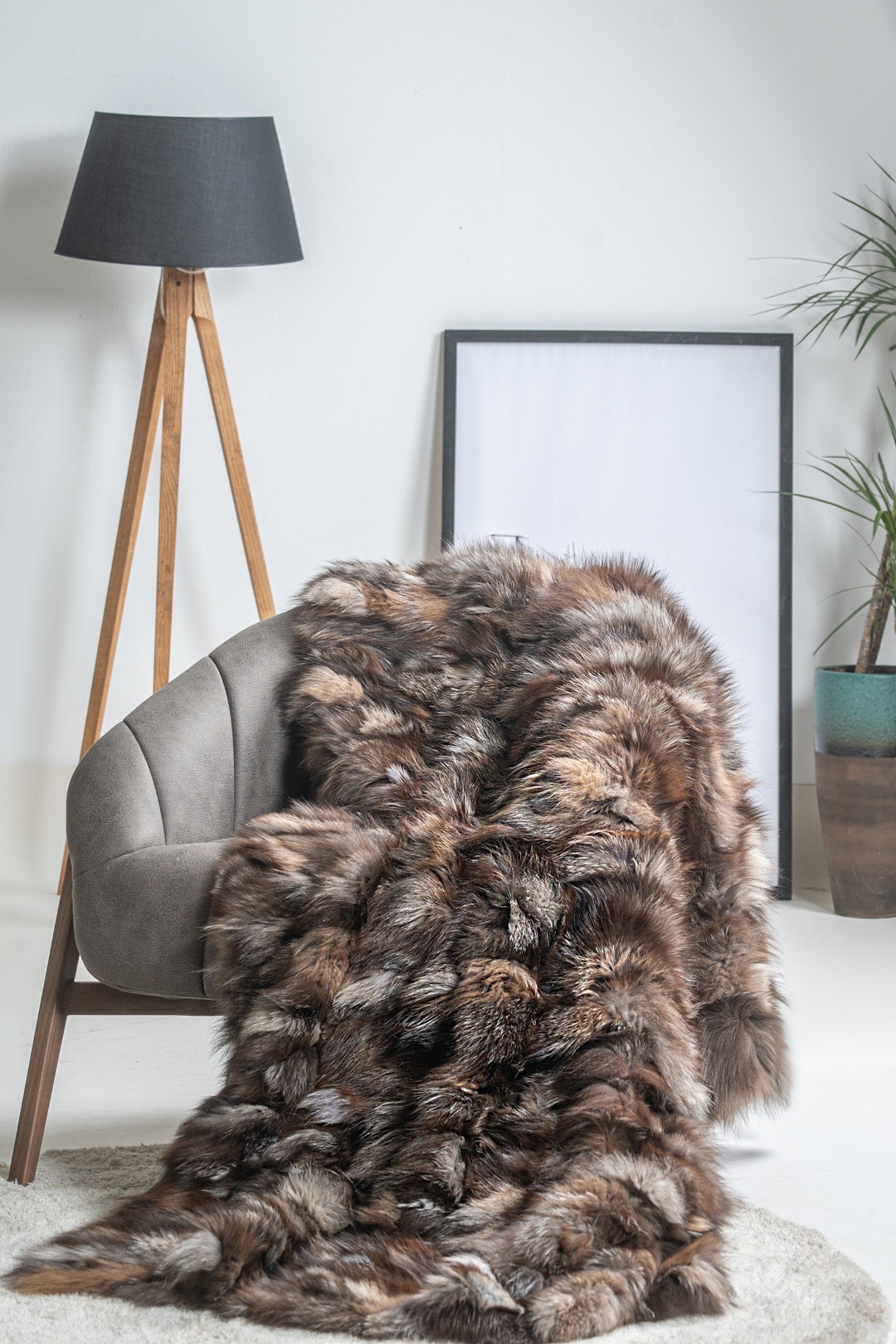 Cross Fox Fur Throw, Fur Blanket, Fur Rag. Home Decoration, Office ...