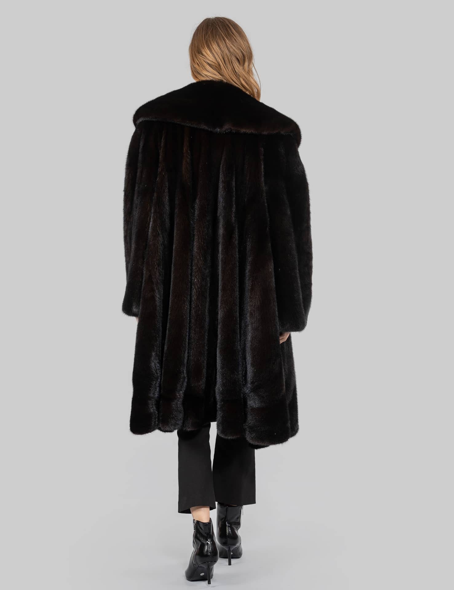 Long Line Mahogany Real Mink Fur Coat. Overcoat. Natural Dark Brown ...