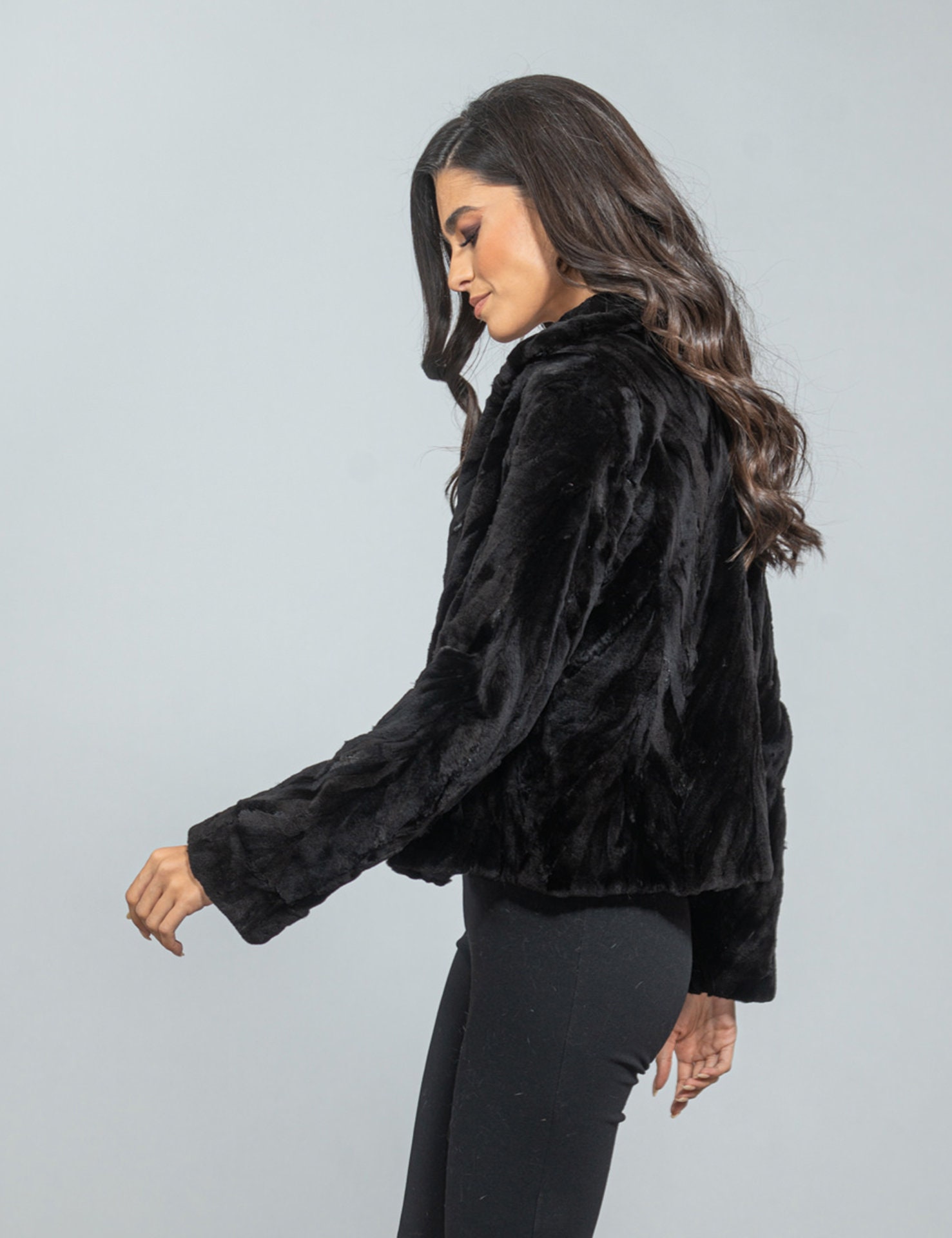 Real Black Mink Fur Bomber Jacket. Modern Short Jacket, Lightweight ...