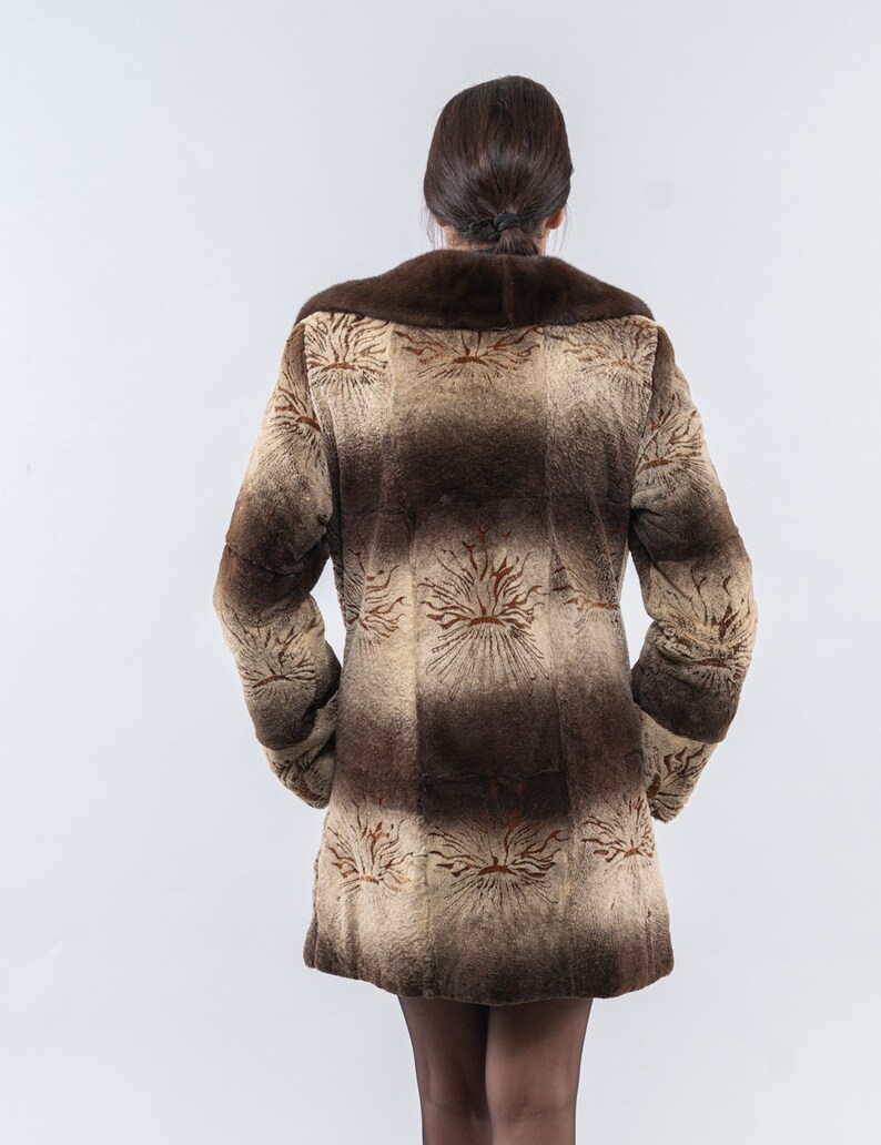 Full Skin Real Mink Fur Coat With Embossed Patterns. Sheared - Etsy