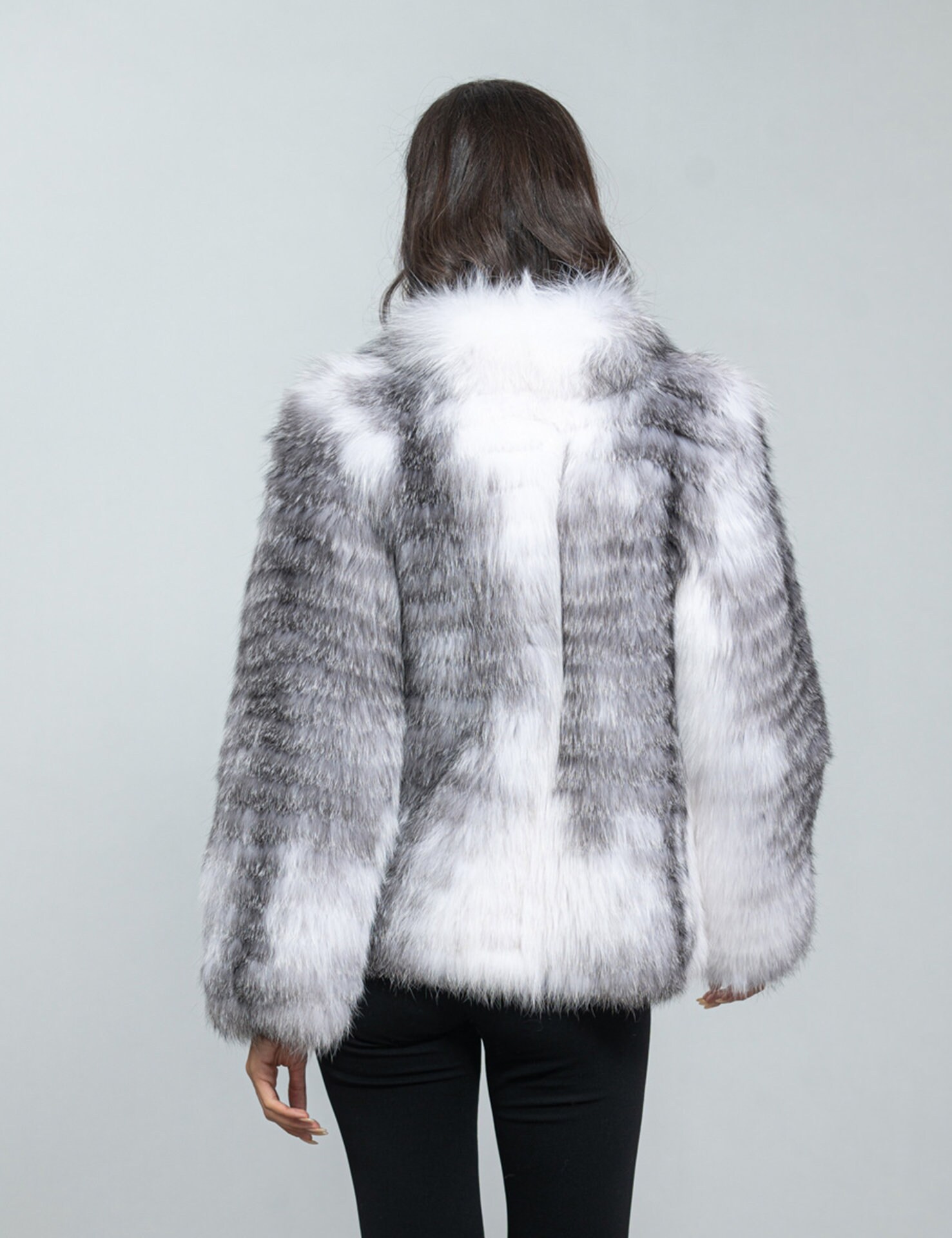Arctic Marble Fox Fur Jacket. Natural Color Full Skin Real Fox Fur ...
