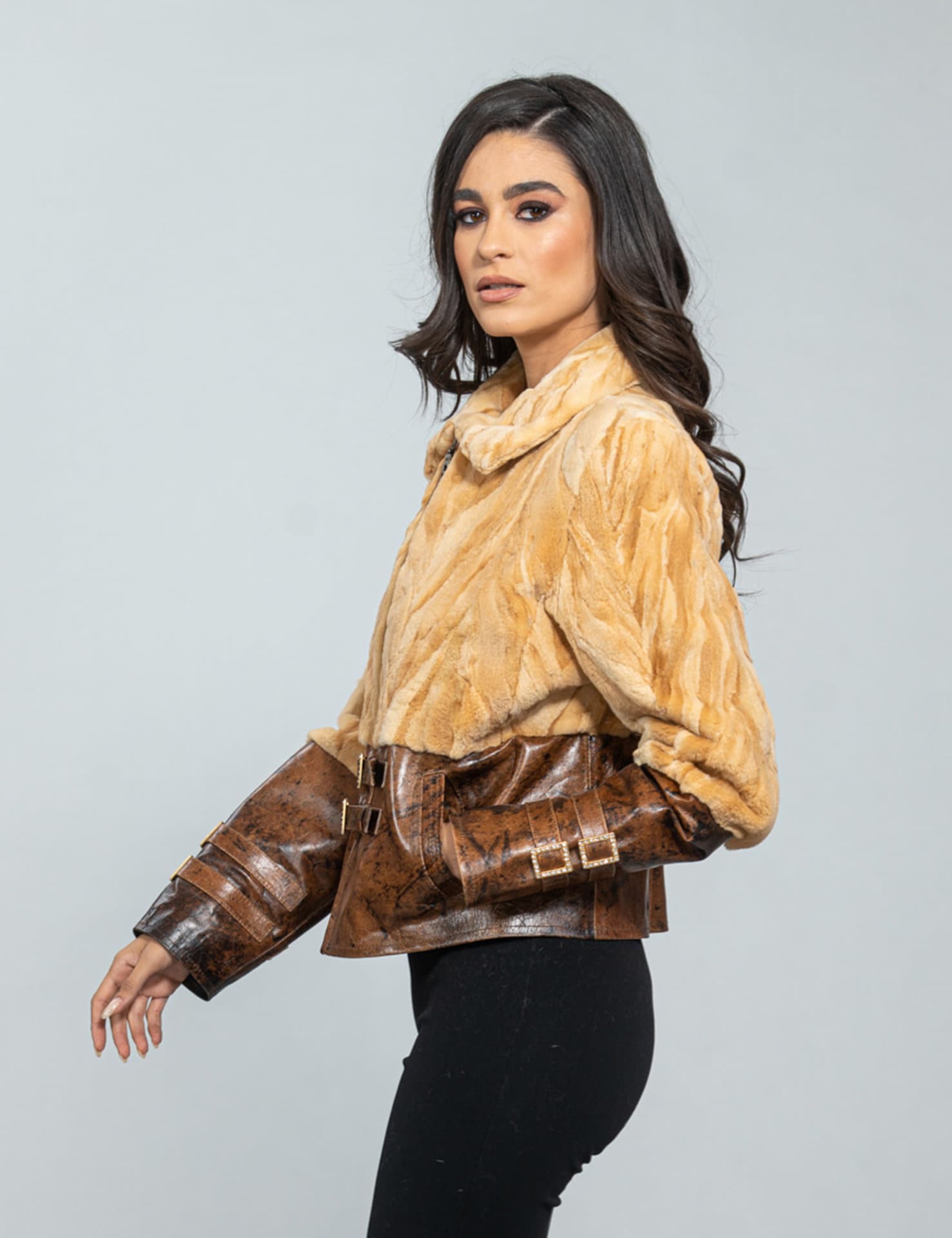 Modern Biker Jacket in Light Brown Color With Genuine Leather. - Etsy