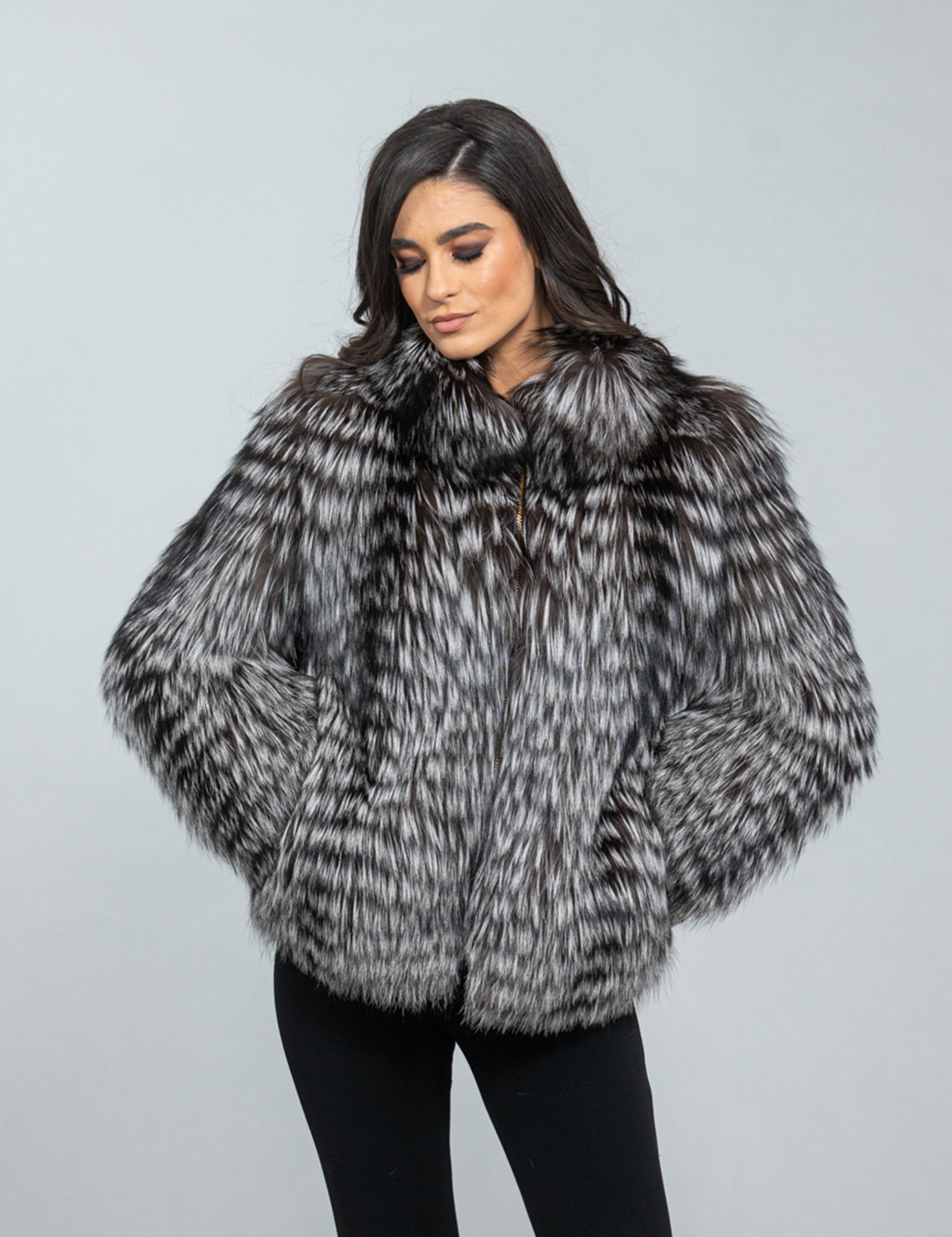 Fox Fur Jacket, Winter Women's Jacket, Natural Color, Zipper Closure ...