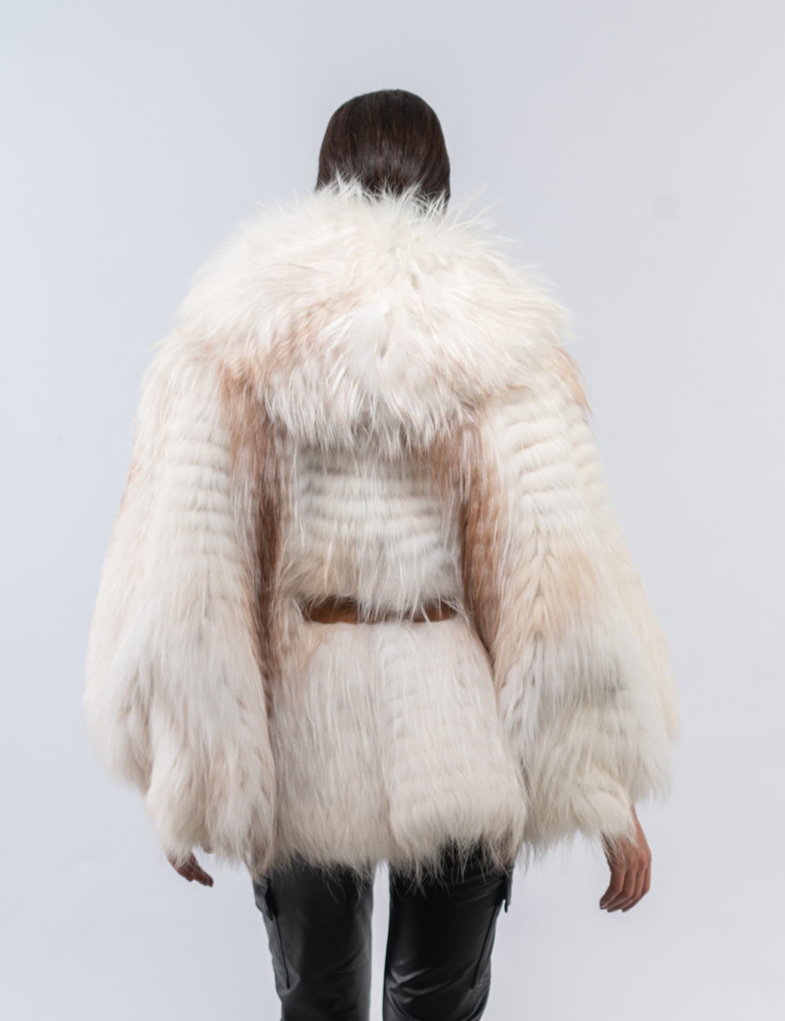Fluffy Real Fox Fur Cape With Hood and Leather Belt. Winter Fur Cape ...