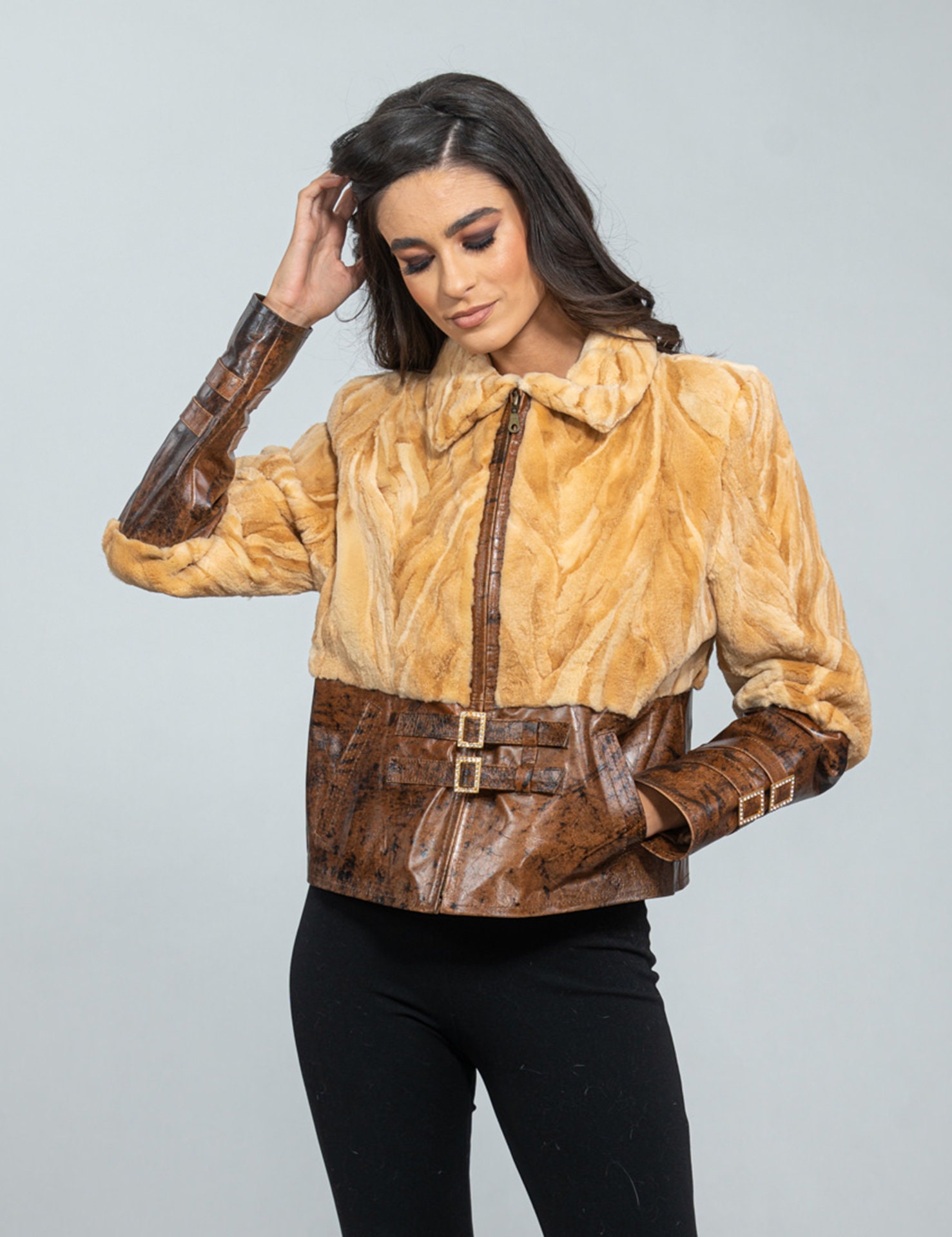 Modern Biker Jacket in Light Brown Color With Genuine Leather. - Etsy