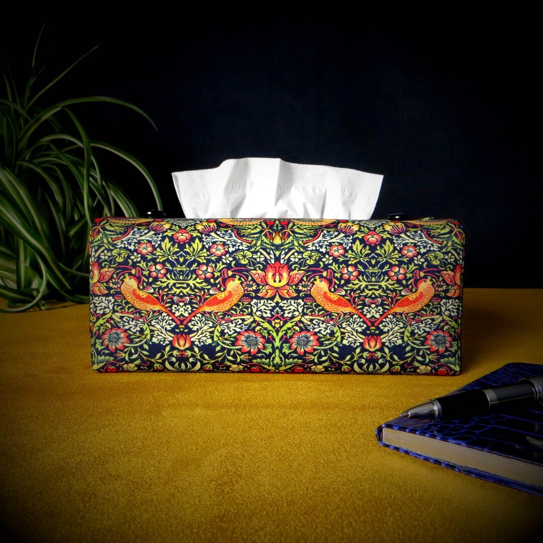 Rectangular Tissue Box Cover Birds and Berries Midnight Blue Design - Etsy