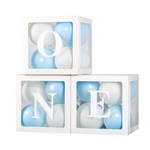 One Box, 1st Birthday Decoration , White Clear One Balloon Boxes ,first ...