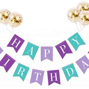 Happy Birthday Banner With Confetti Balloon birthday - Etsy