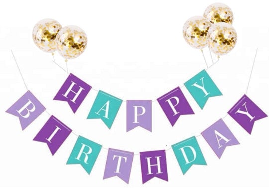 Happy Birthday Banner With Confetti Balloon birthday - Etsy