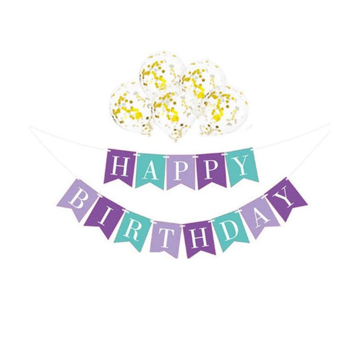 Happy Birthday Banner With Confetti Balloon birthday - Etsy