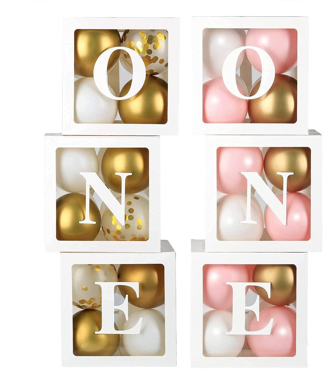 One Box, 1st Birthday Decoration , White Clear One Balloon Boxes ,first ...