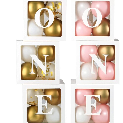 One Box 1st Birthday Decoration White Clear One Balloon Boxes - Etsy