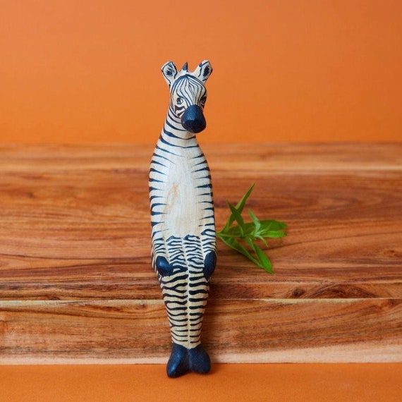 Toys Puppets Zebra Sitting Wooden Figurine Hand Carved And Painted From ...