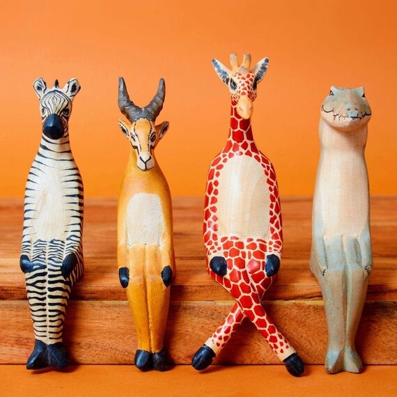 Toys Puppets Zebra Sitting Wooden Figurine Hand Carved And Painted From ...