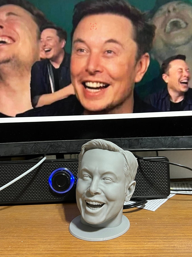Elon Musk Laughing Pen Holder 3D Printed Head Portrait Figure 2021 Man ...