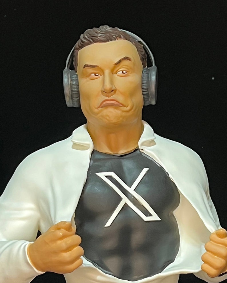 Elon Musk Painted 3D Printed Figure X Formerly Known as Twitter - Etsy