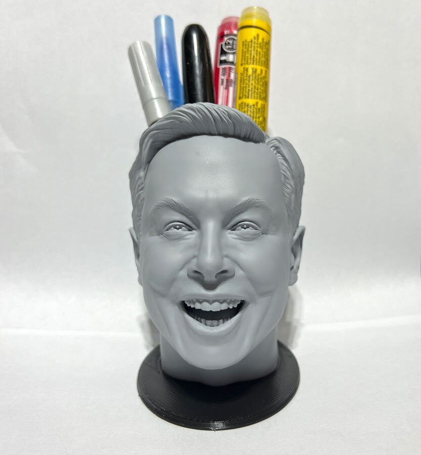 Elon Musk Laughing Pen Holder 3D Printed Head Portrait Figure - Etsy