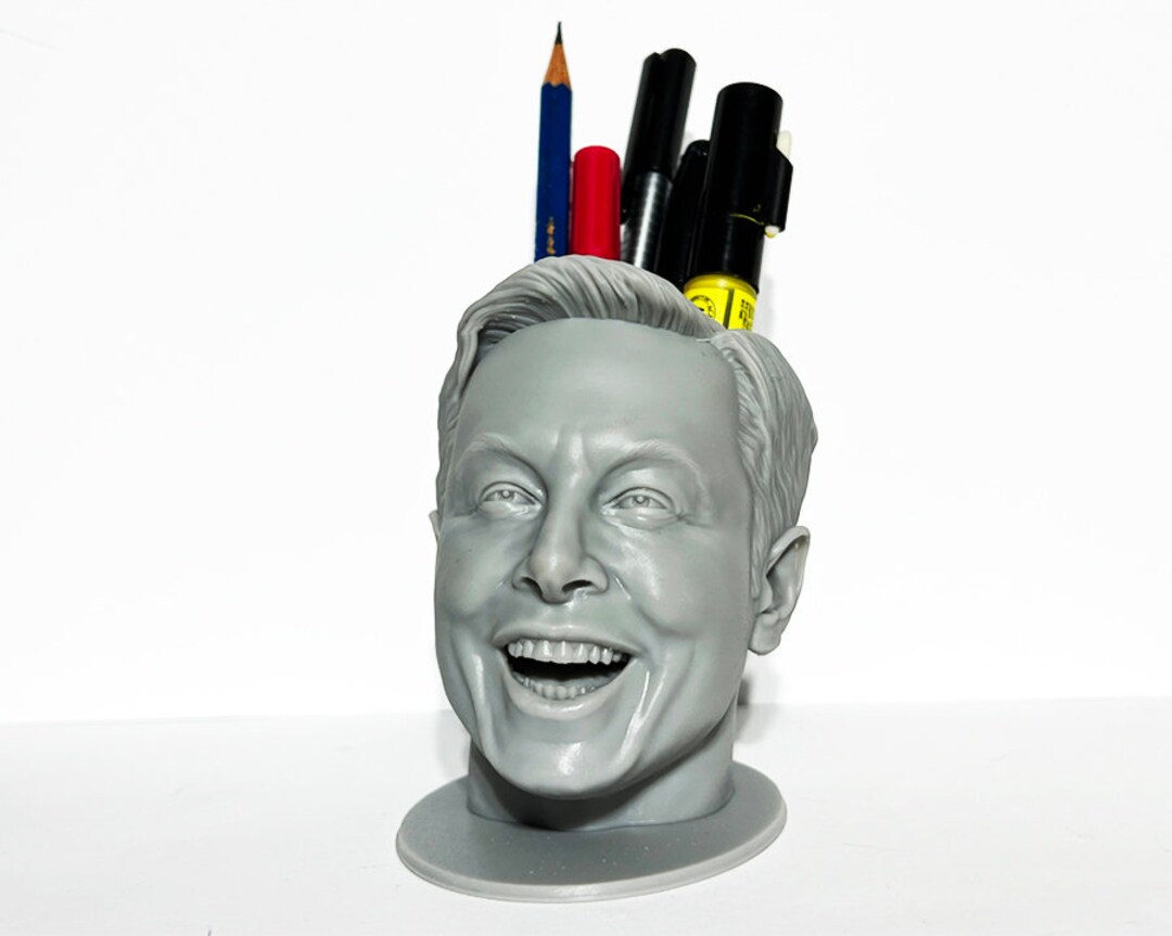 Elon Musk Laughing Pen Holder 3D Printed Head Portrait Figure - 2021 ...
