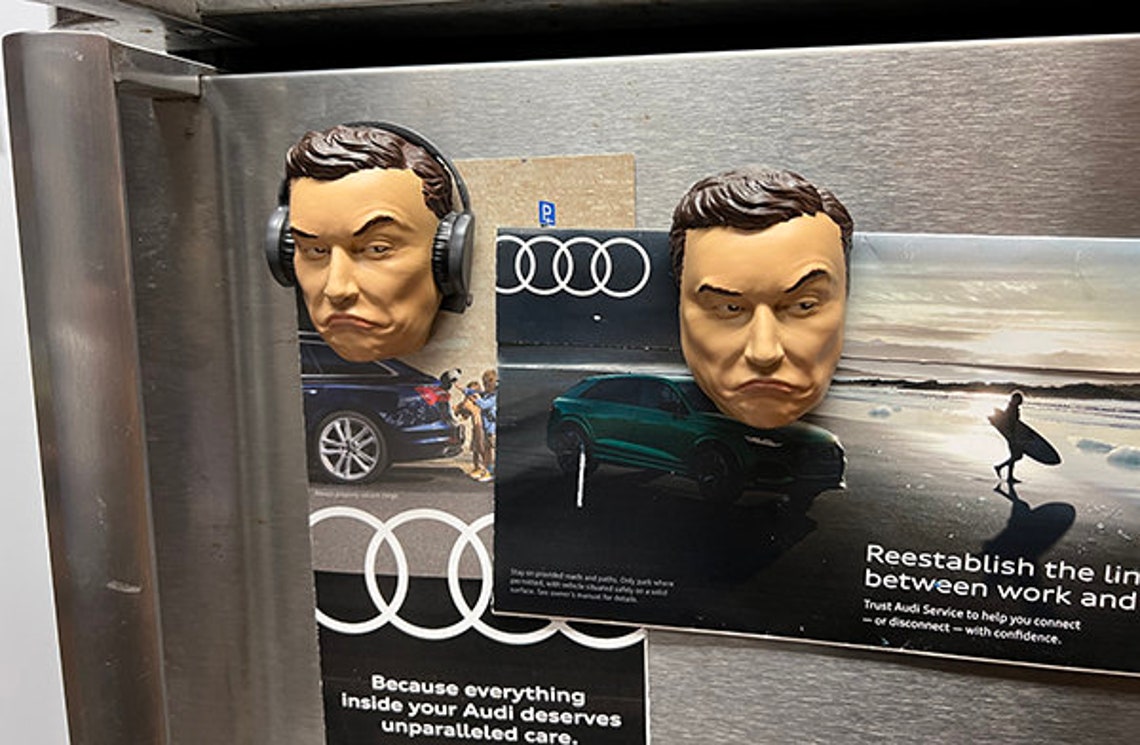 Elon Musk Fridge Magnet 3D Printed and Painted Head Portrait - Etsy