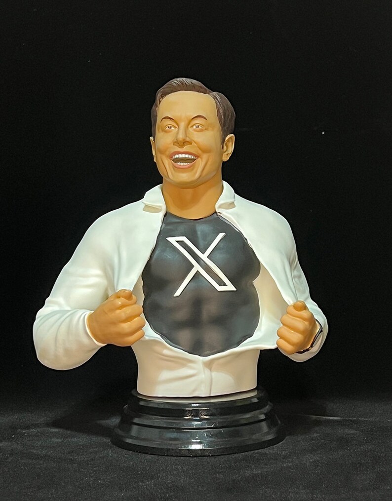 Elon Musk Painted 3D Printed Figure X Formerly Known as Twitter - Etsy