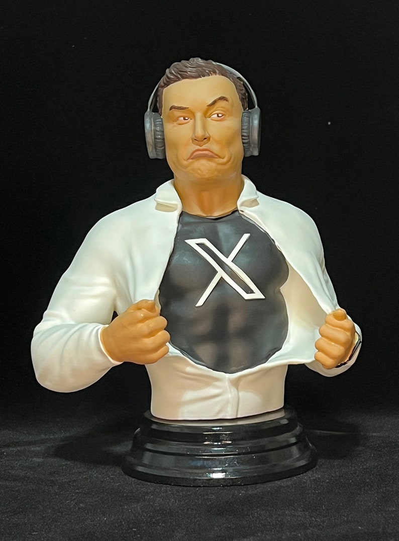 Elon Musk Painted 3D Printed Figure X Formerly Known as Twitter - Etsy