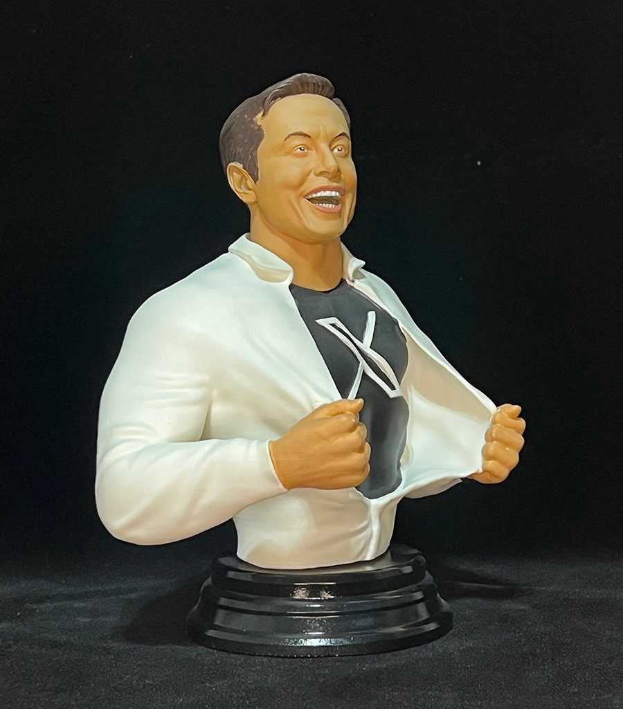 Elon Musk Painted 3D Printed Figure X Formerly Known as Twitter - Etsy