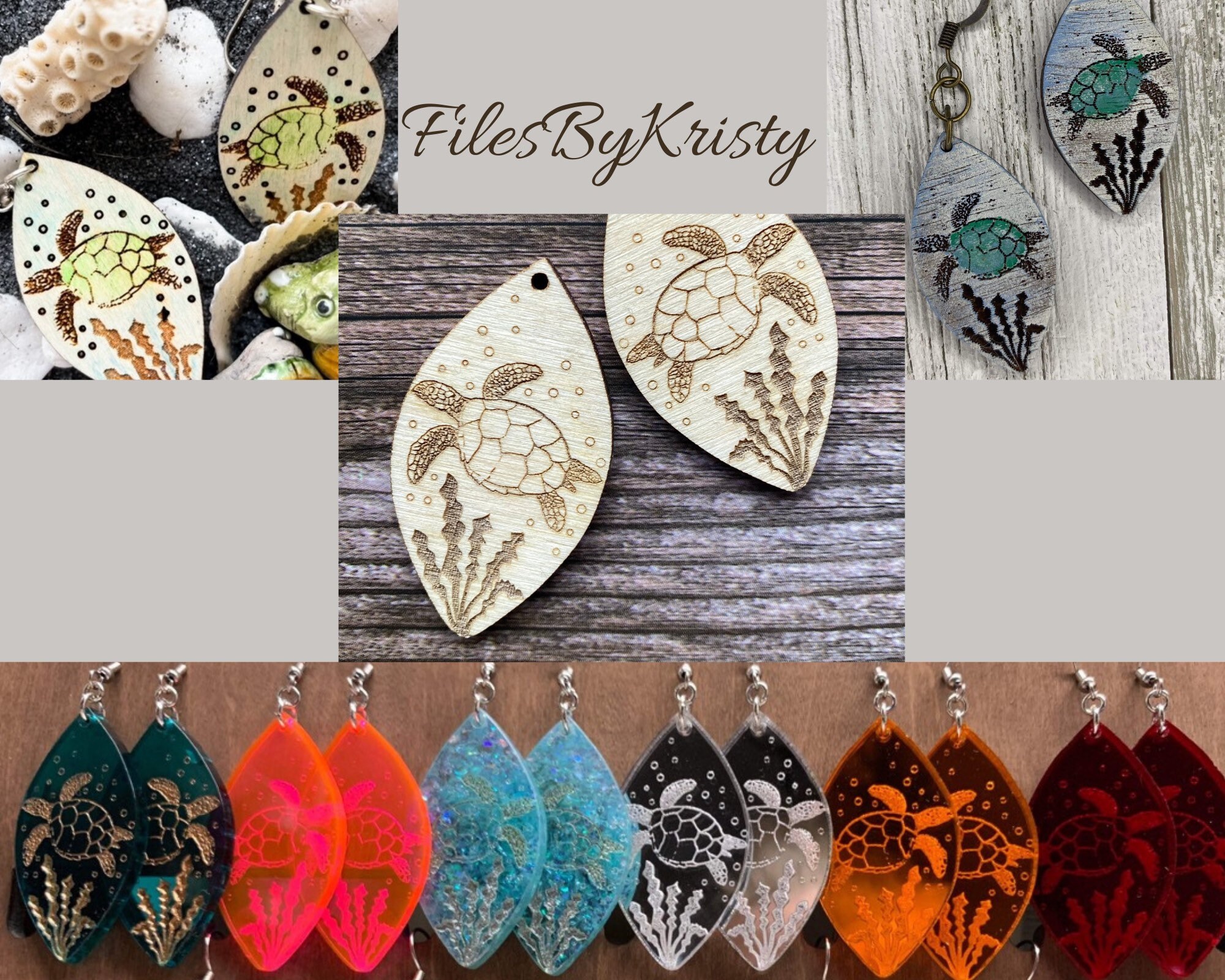 Teardrop Turtle Earrings Svg for Laser DIGITAL File Only - Etsy