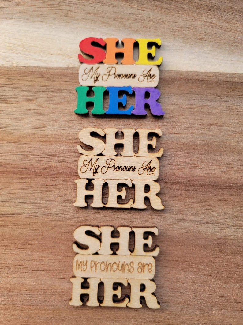Set 3: LGBTQ Pronoun Pins Svg for Laser DIGITAL File Only - Etsy