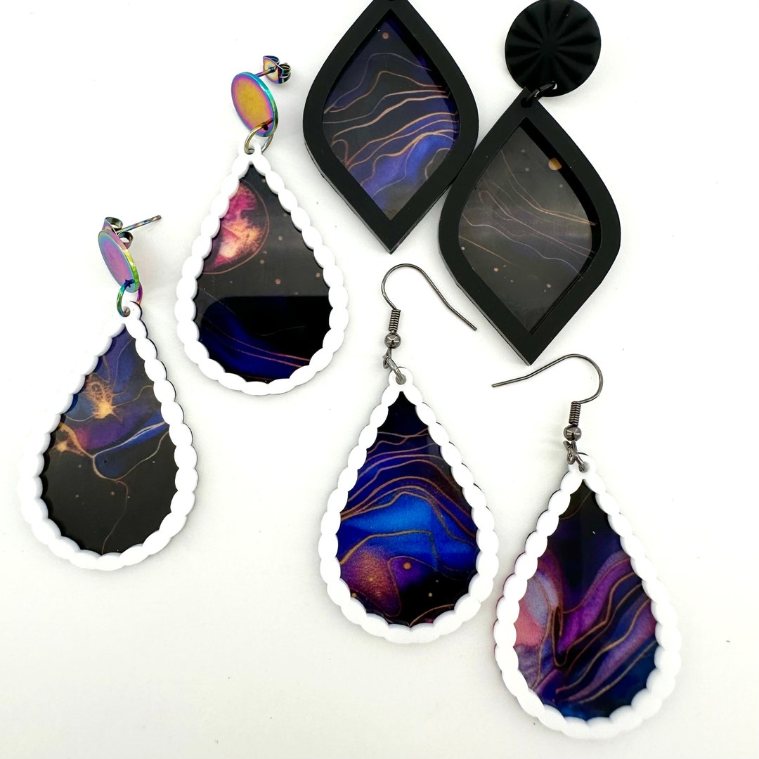 Frames Earrings: Scalloped Teardrop & Pointy Teardrop Svg Laser Cut and ...