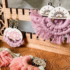 Nested Set 2: Lotus Flower With Nested Macrame & Ladybug Earrings Svg ...