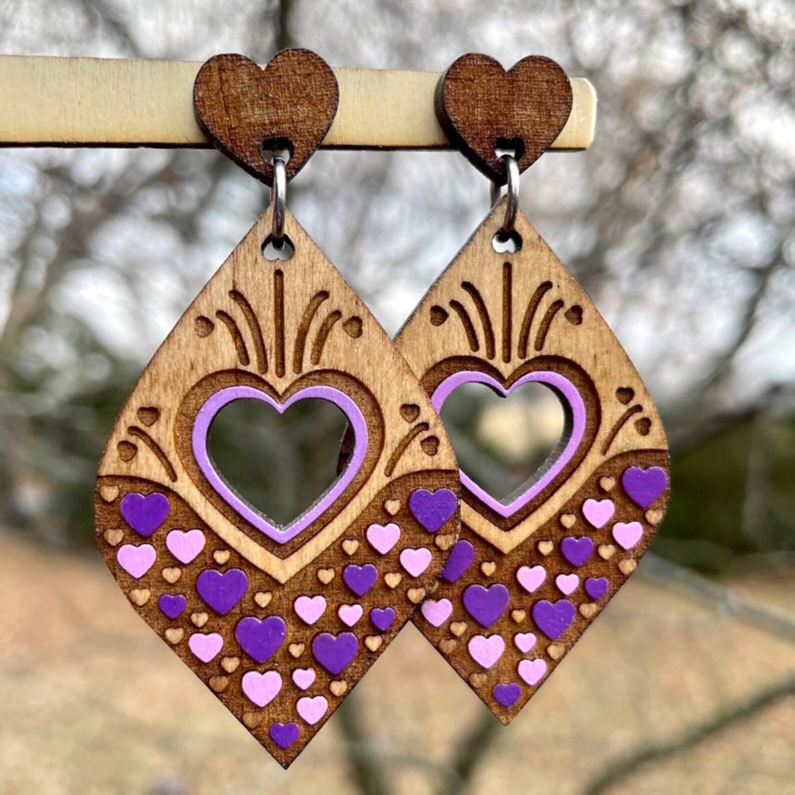 Bohemian Heart Earrings Svg Laser Cut File With Reverse Engrave ...