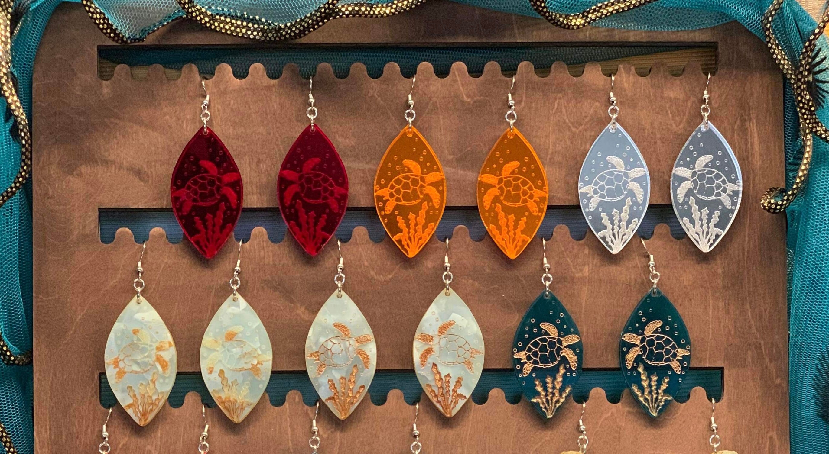 Teardrop Turtle Earrings Svg for Laser DIGITAL File Only - Etsy