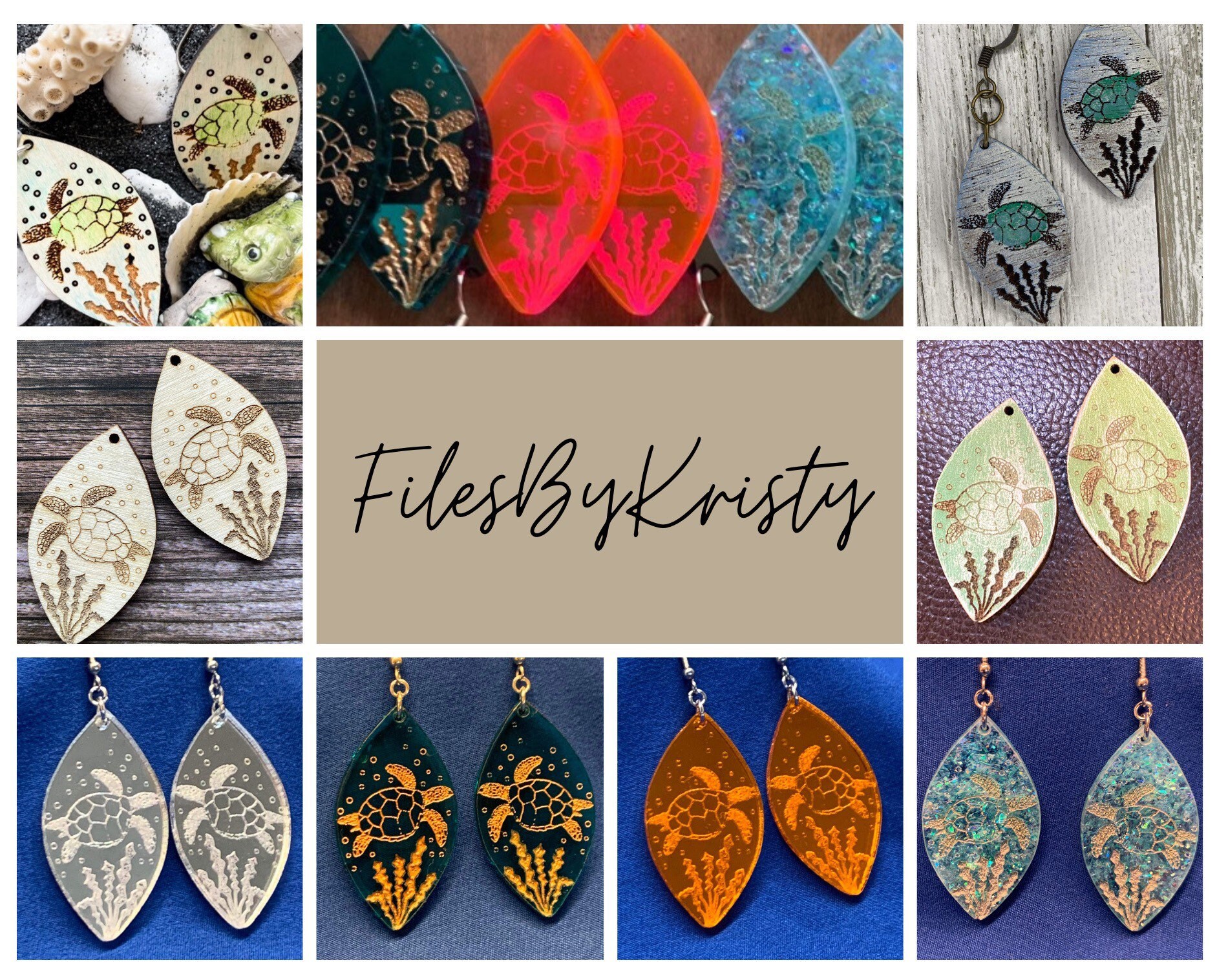 Teardrop Turtle Earrings Svg for Laser DIGITAL File Only - Etsy