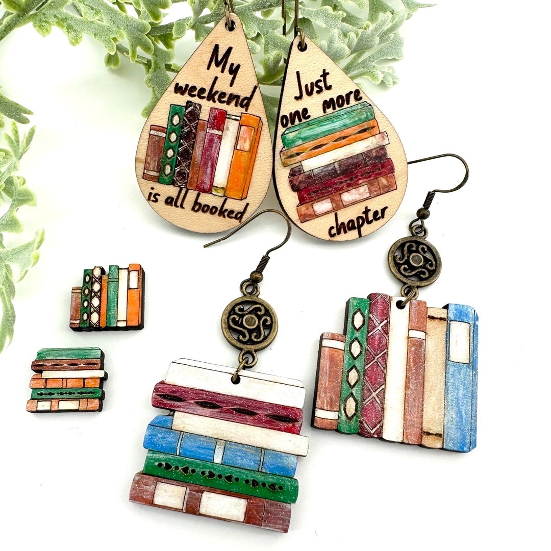 Bookstack Earrings Svg for Laser (DIGITAL File Only) - Etsy