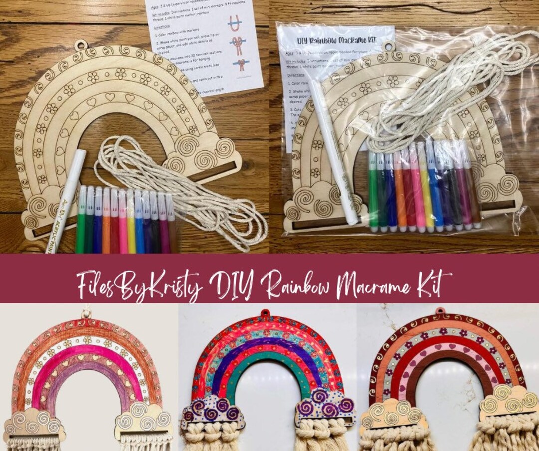 Boho Rainbow Macrame for Hanging or DIY Kit Svg for Laser digital File ...