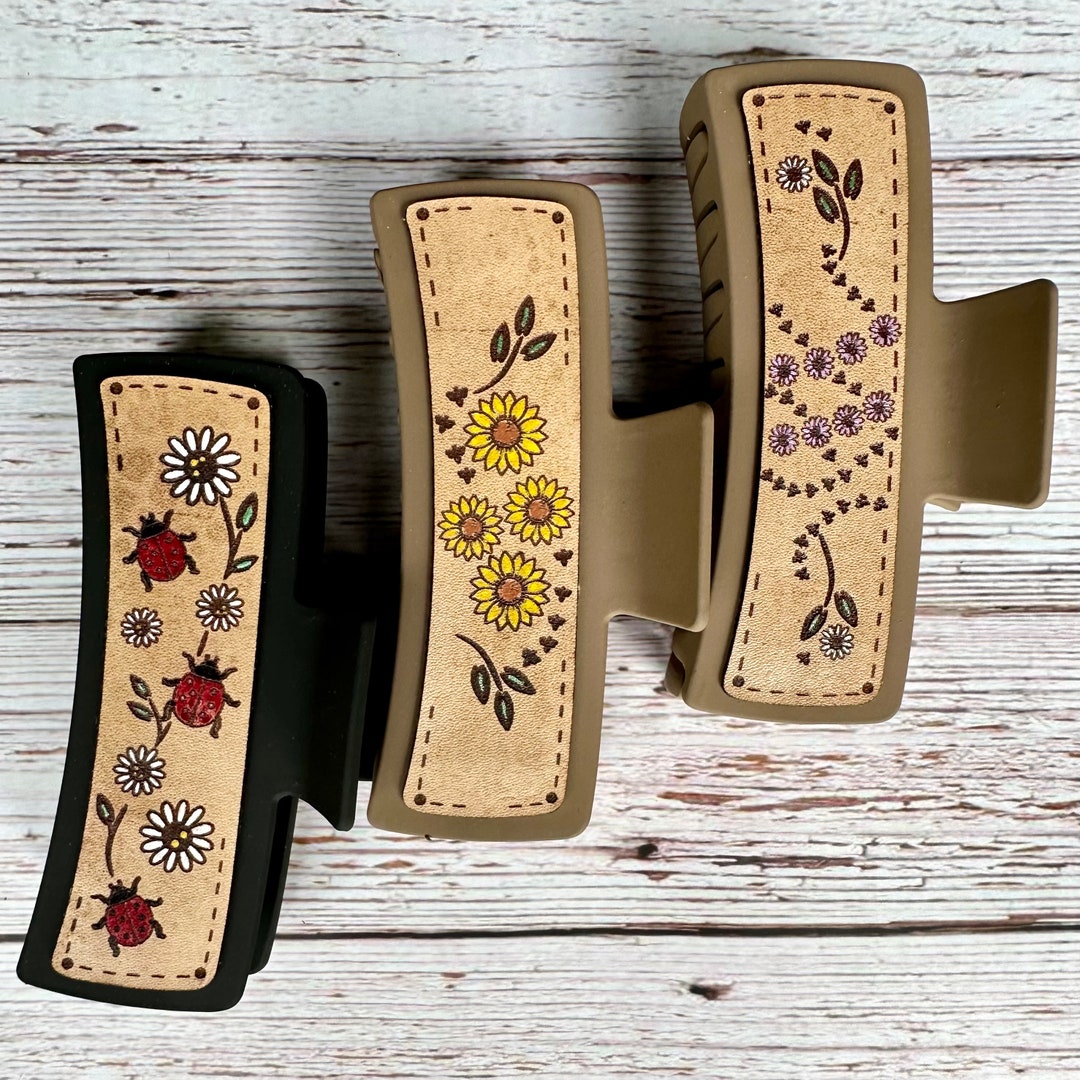 Flowers and Bugs Claw Hair Clips Svg for Laser (DIGITAL File Only ...