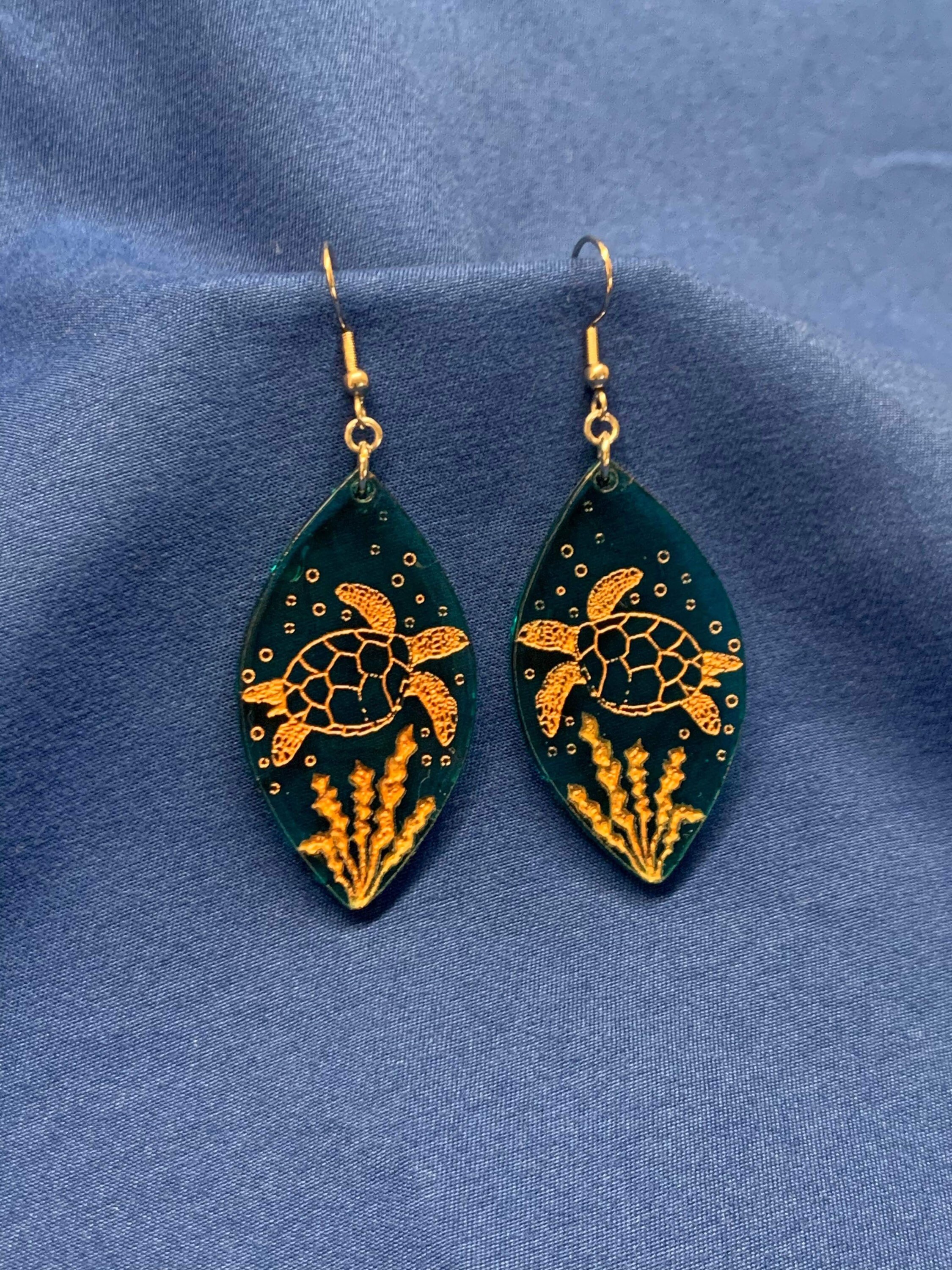 Teardrop Turtle Earrings Svg for Laser DIGITAL File Only - Etsy