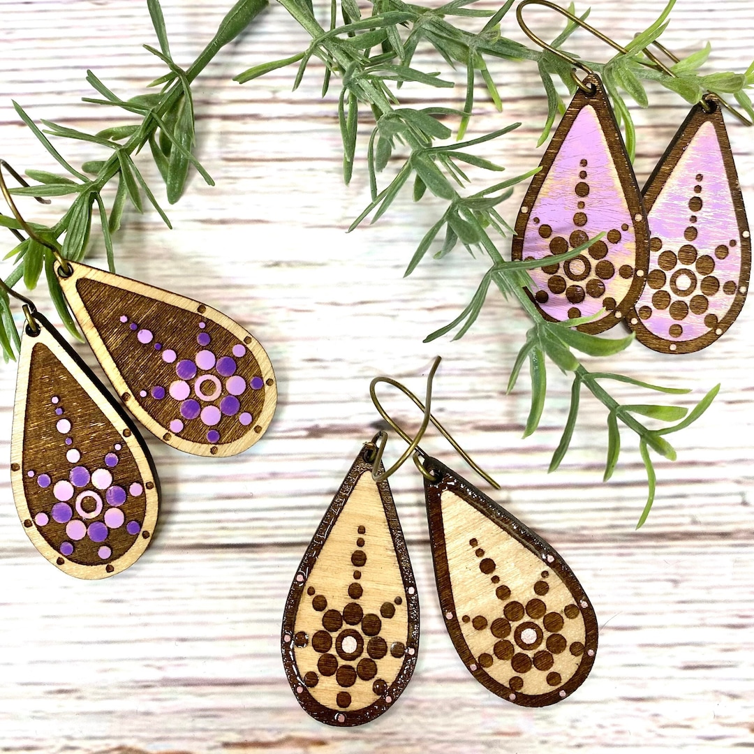Teardrop Circle Explosion Earrings Svg Laser Cut File With - Etsy